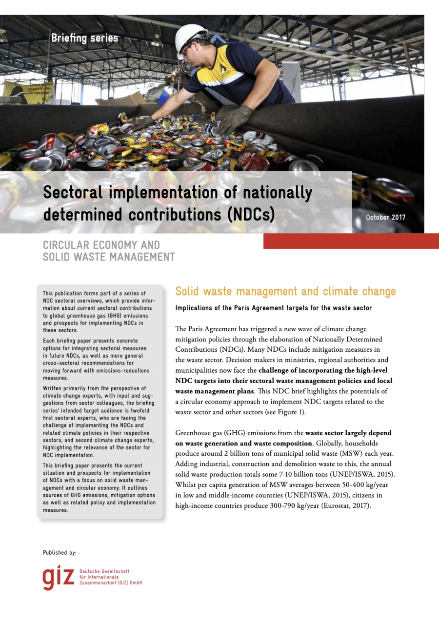 Sectoral Implementation of Nationally Determined Contributions (NDCs ... Sectoral Implementation of Nationally Determined Contributions (NDCs ...